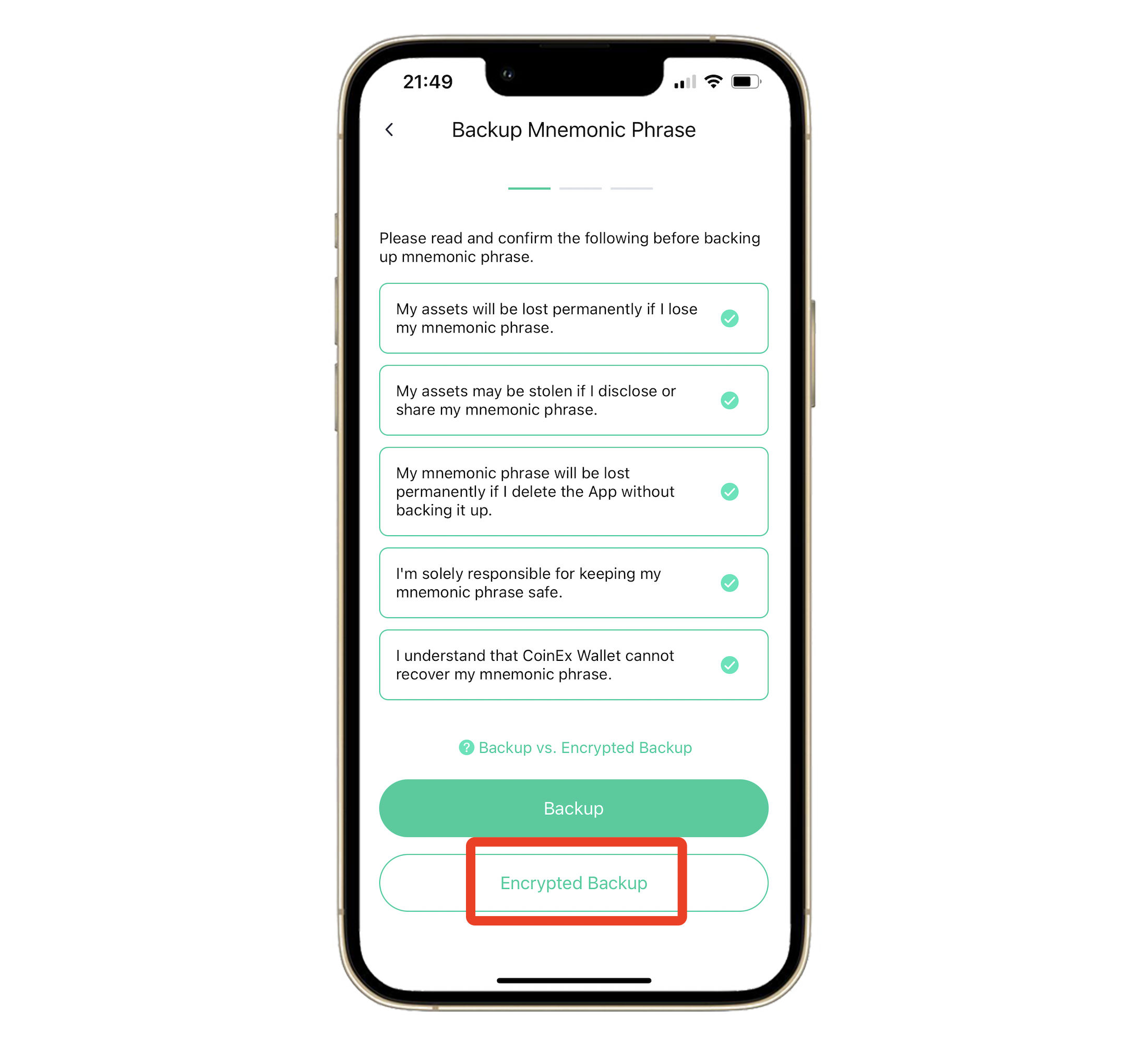How To Encrypt Backup Mnemonics Coinex Wallet 
